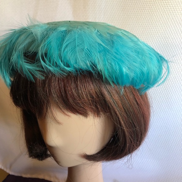 Patrice | Accessories | Vintage Feather Aqua Womens Hat Designed By ...